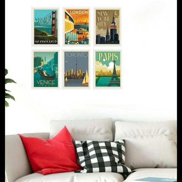 Art | Travel International City Poster London Paris Wall Art Decor Six ...